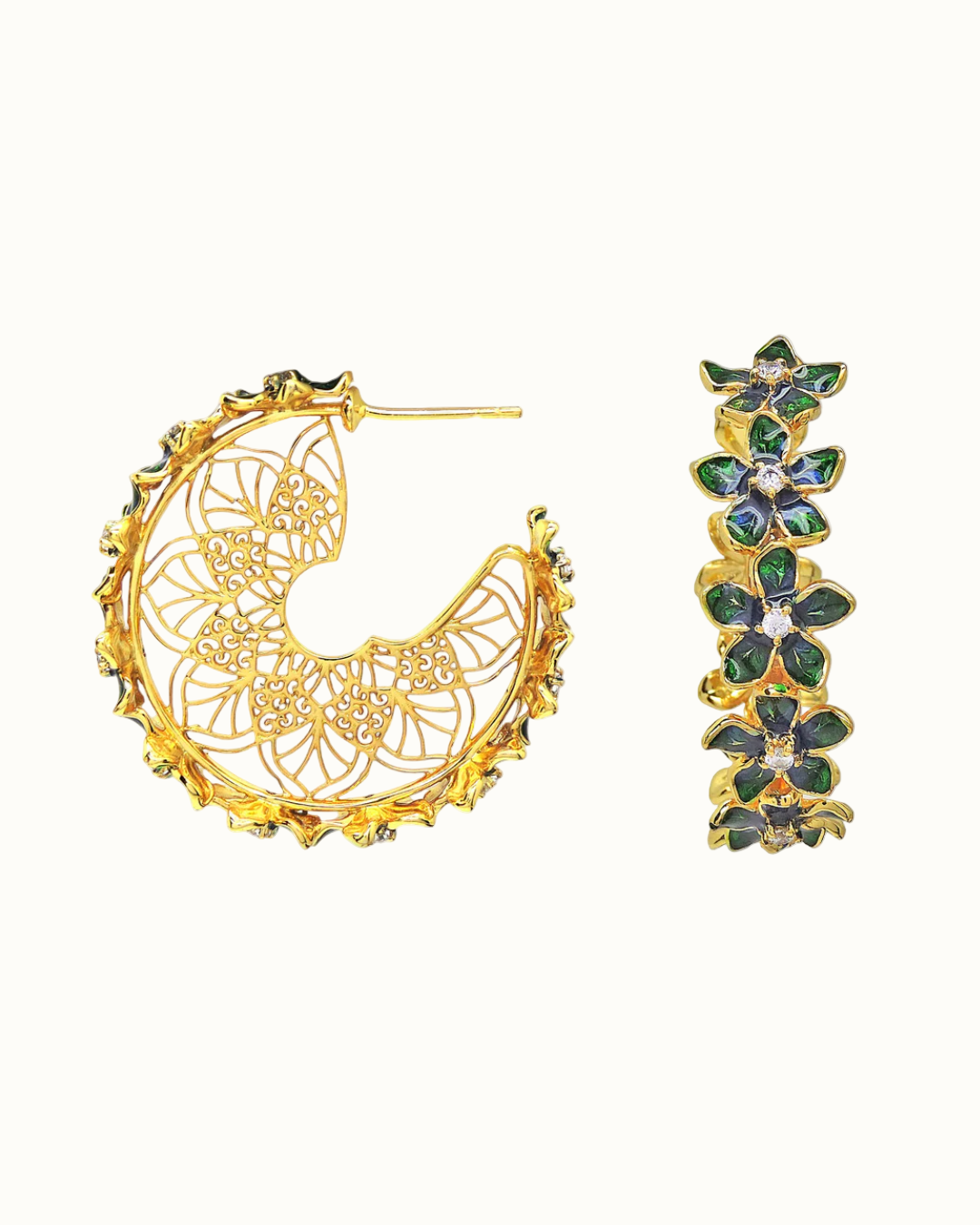 Florence Filigree Enamel Hoops 925 Silver – Pirohaa